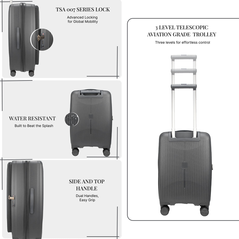 F Gear Myton Small Front Opening Dark Grey Cabin Strolley – FGEAR.in
