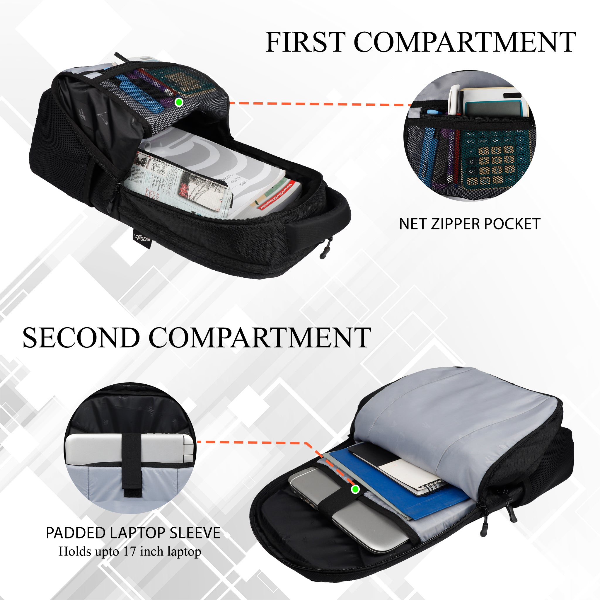 Trofeo 30L Black Laptop Backpack – F Gear.in